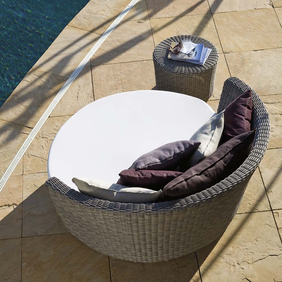 Loom Crafts Outdoor Garden Furniture A rattan lounge chair next to a ...