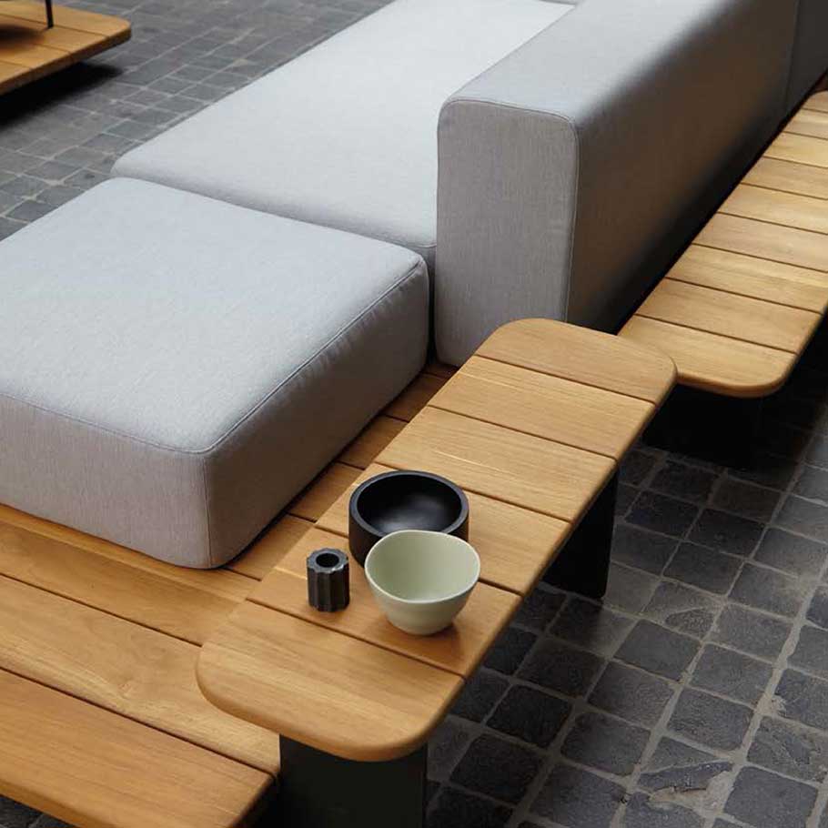 Loom Crafts Outdoor Garden Furniture A wooden sofa with a coffee table ...